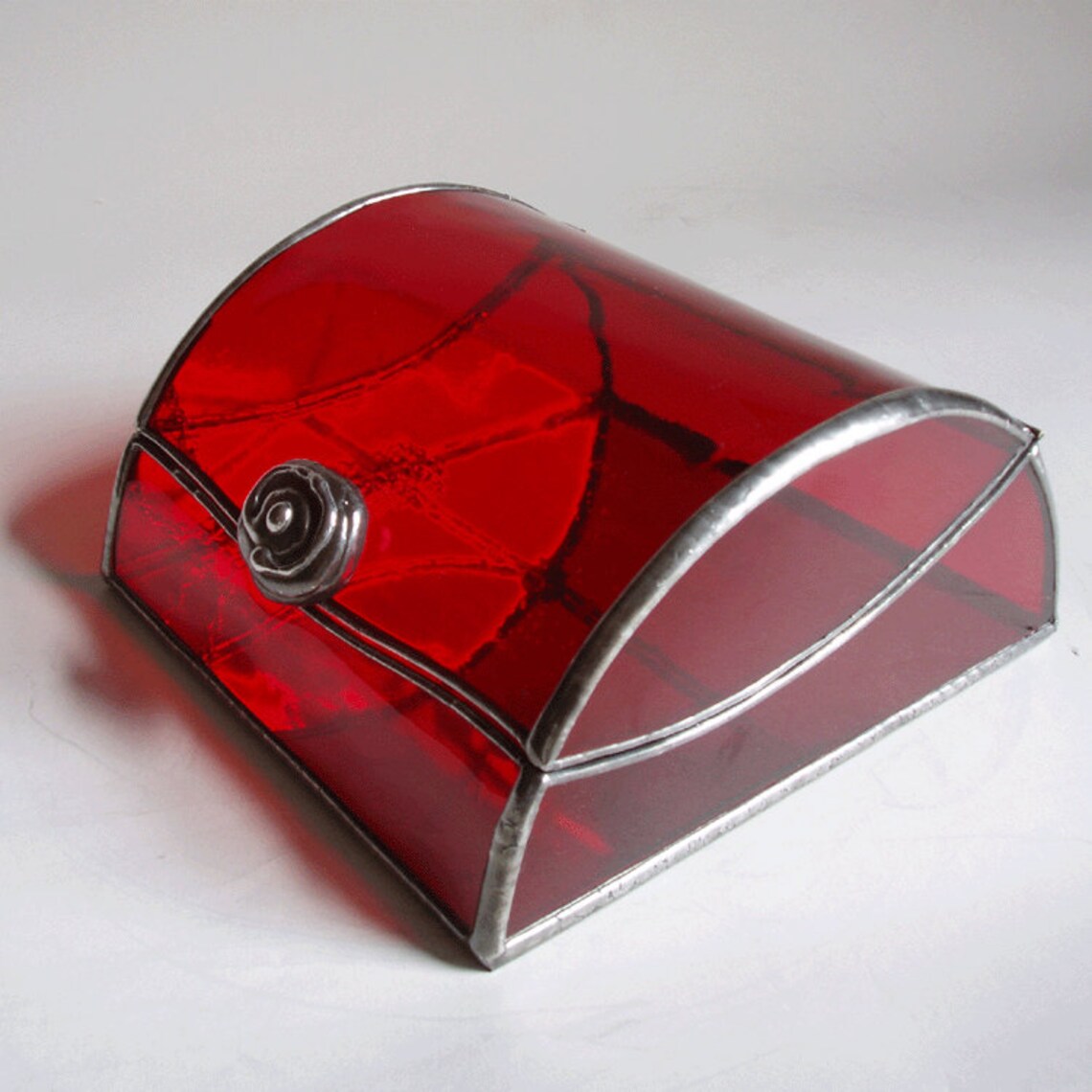 Stained Glass Jewelry Box - Red Art Glass - Etsy