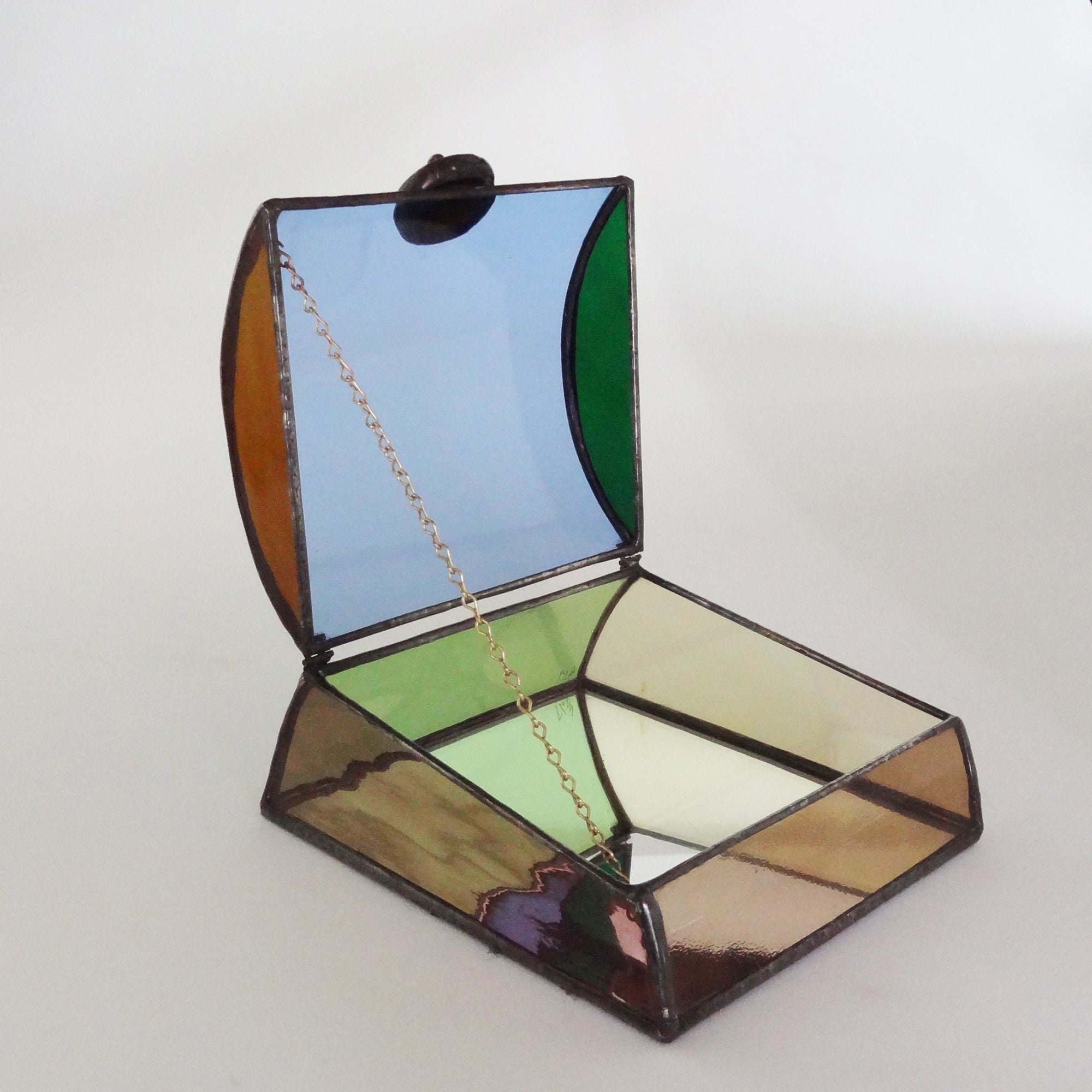 Stained Glass Jewelry Box Multicolor Art Glass One of a Kind - Etsy