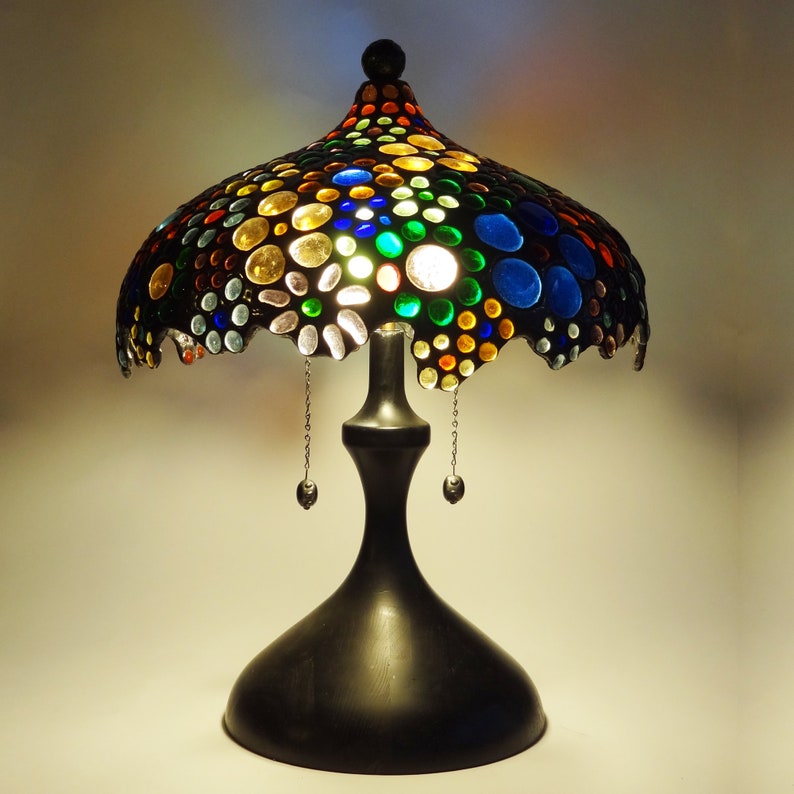 Stained Glass Table Lamp Multi Colored Jewels One of a - Etsy