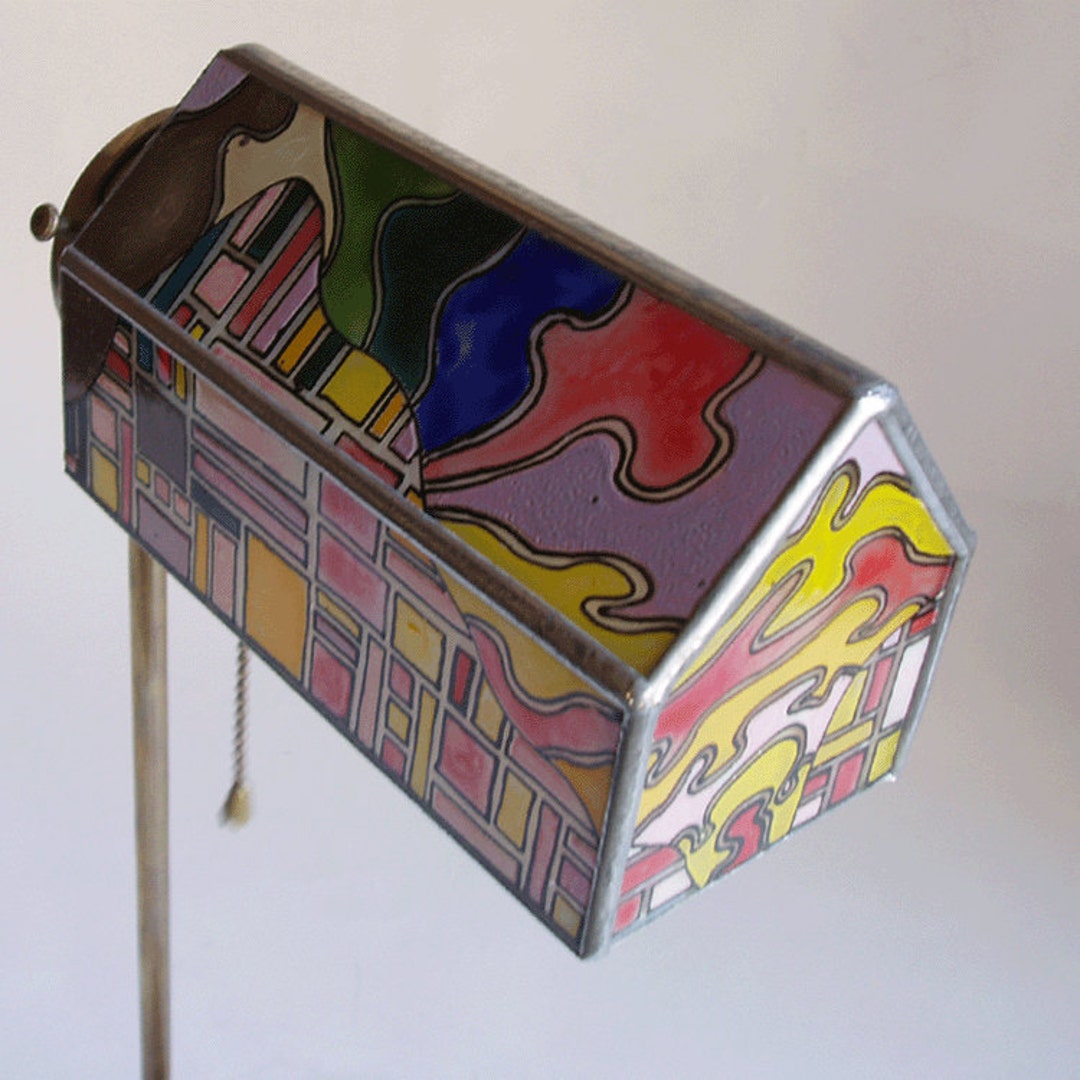 Stained Glass Desk Lamp - Painted Box - Etsy