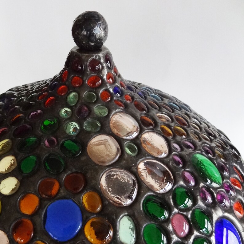 Stained Glass Table Lamp - Multi Colored Jewels - One of a Kind - Large ...