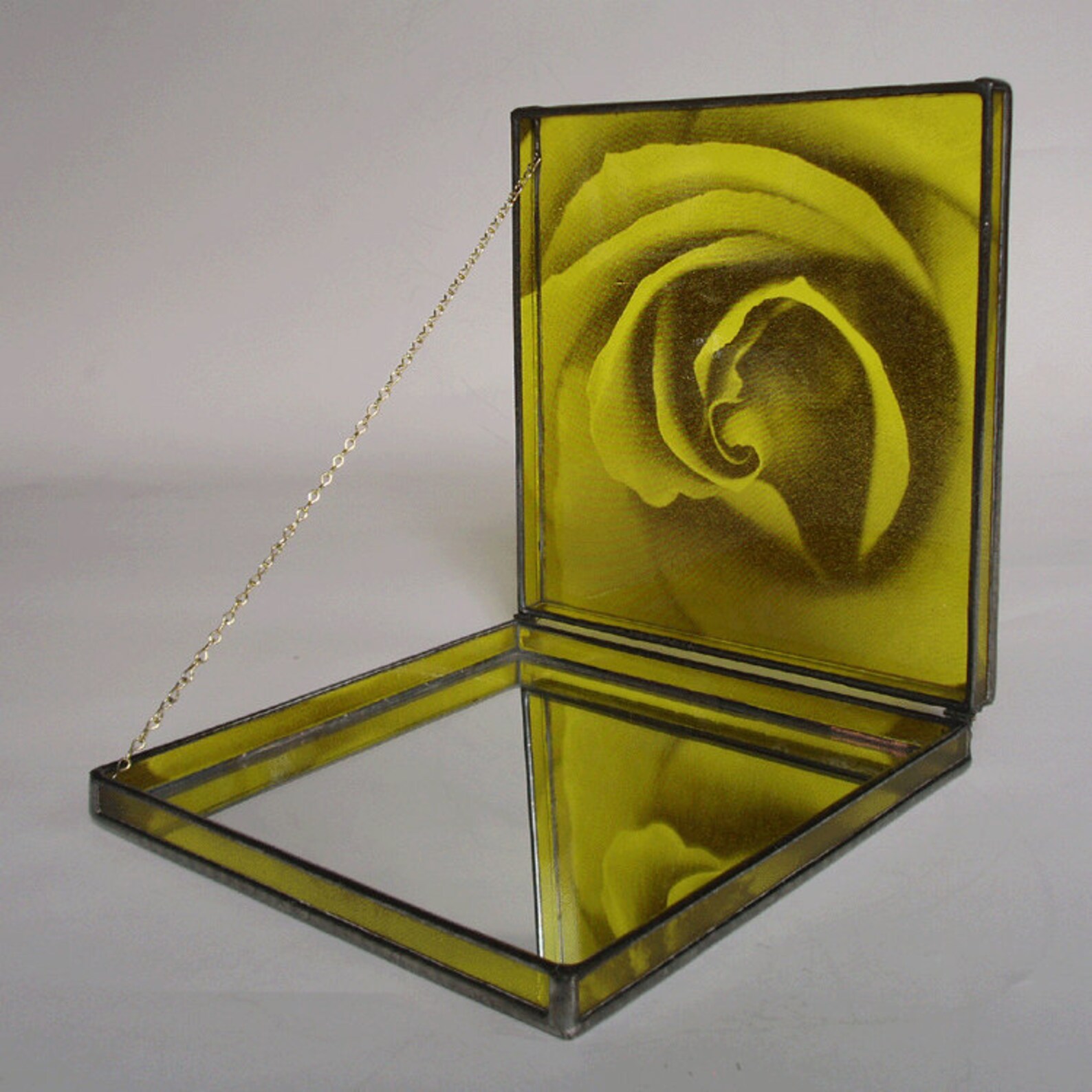 Glass Jewelry Box a Rose is a Rose Silkscreen - Etsy