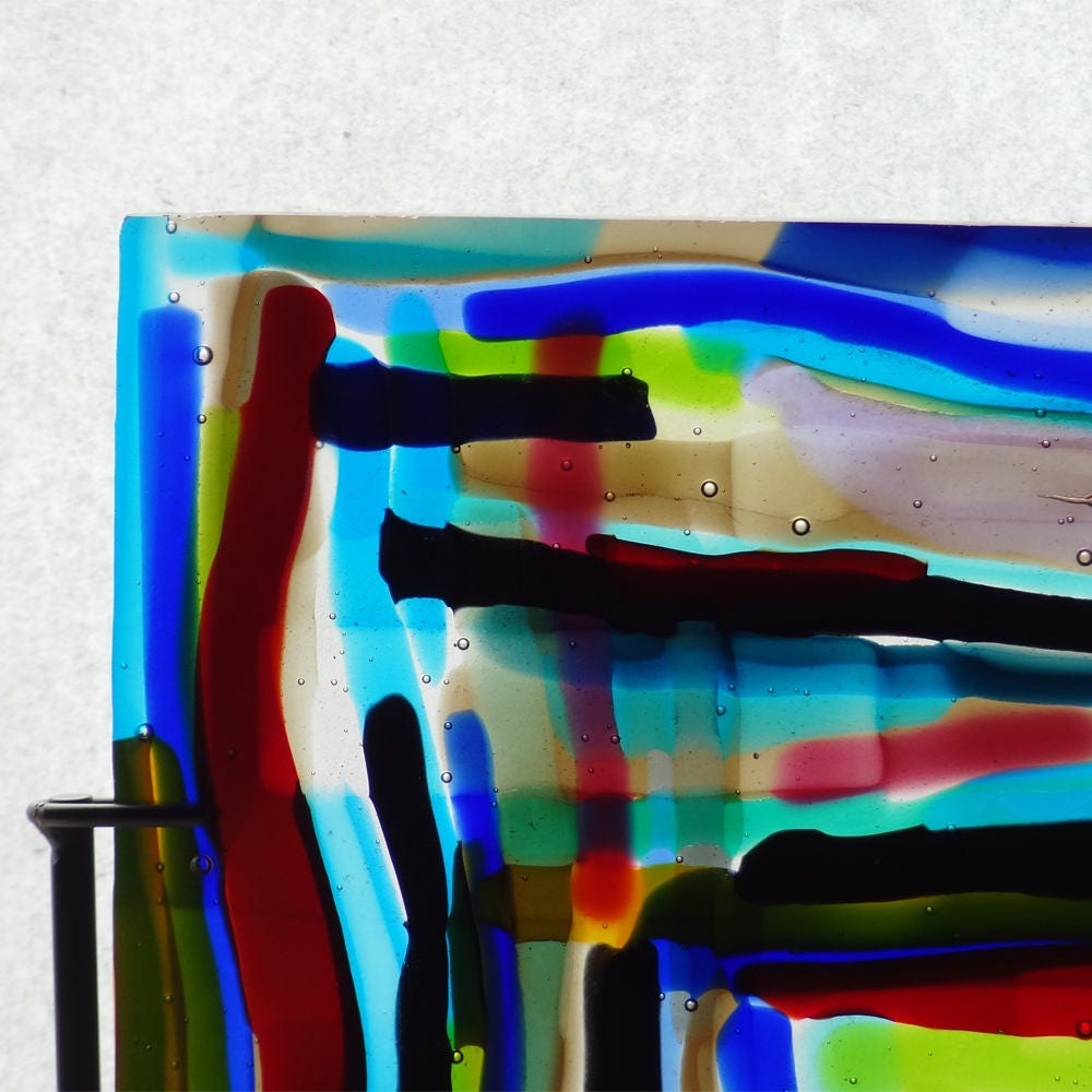 Art Glass Panel - Squares in Square - Etsy