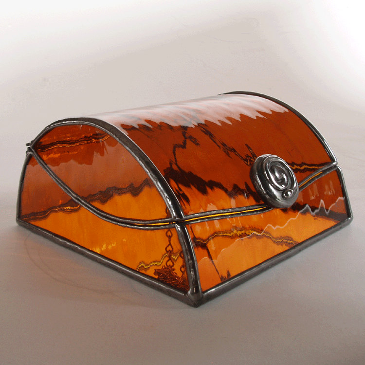 Glass Jewelry Box - Amber Art Glass - Etsy