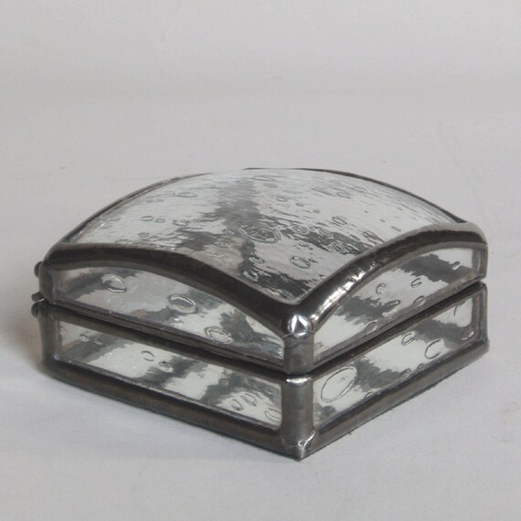 Glass Jewelry Box Small Dome Rain Drop Pattern Ring Box | Etsy