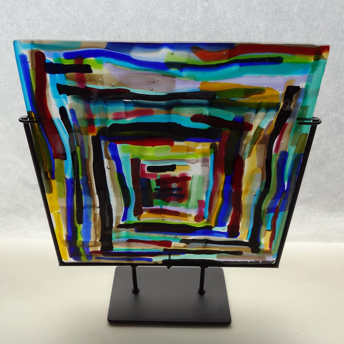 Art Glass Panel Squares in Square - Etsy