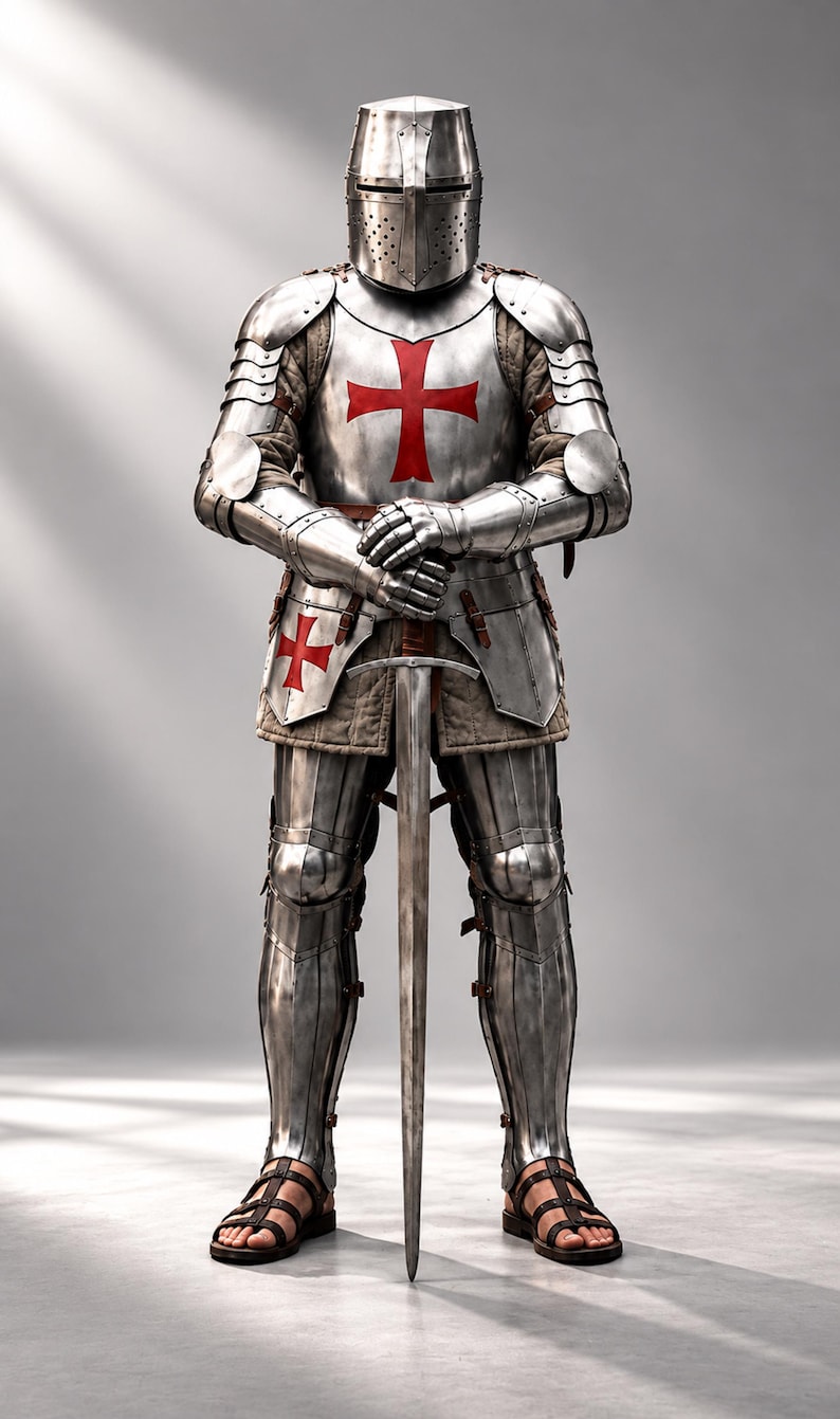 Templar Knight Armor, Full Body Steel Crusader Armor, Medieval Knight ...