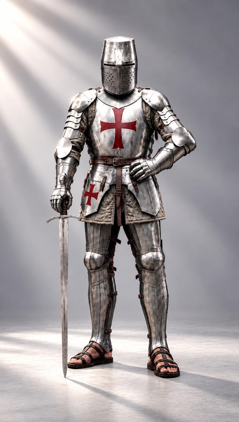 Templar Knight Armor, Full Body Steel Crusader Armor, Medieval Knight ...