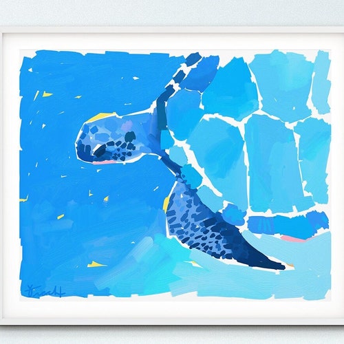 Preppy Sea Turtle Art Print Wall Art by Kelly Tracht Coastal - Etsy