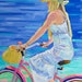 Pink Beach Bike, Beach Girl Art Print by Kelly Tracht, Ocean ...