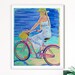 Pink Beach Bike, Beach Girl Art Print by Kelly Tracht, Ocean ...