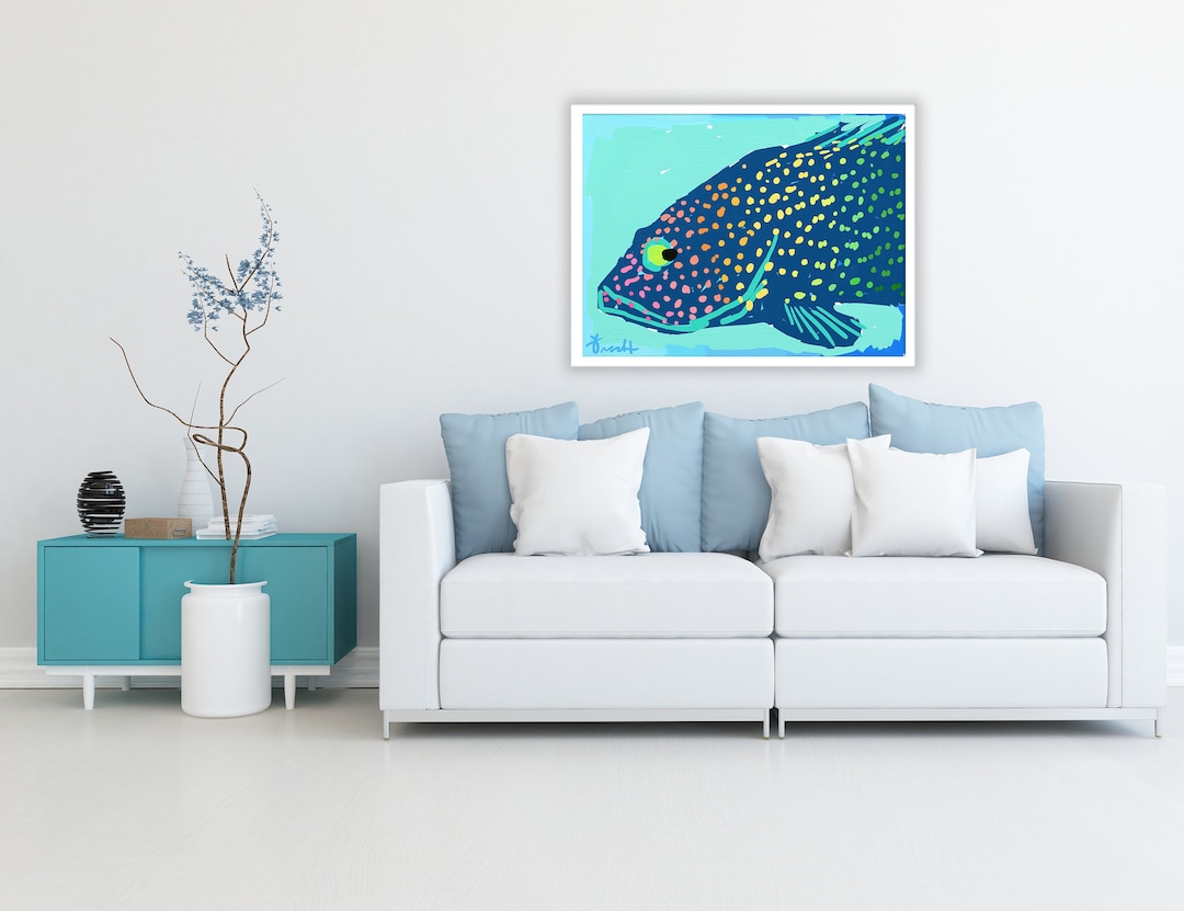 Grouper Fish Art Print by Kelly Tracht, Wall Art, Giclee Print, Rainbow ...