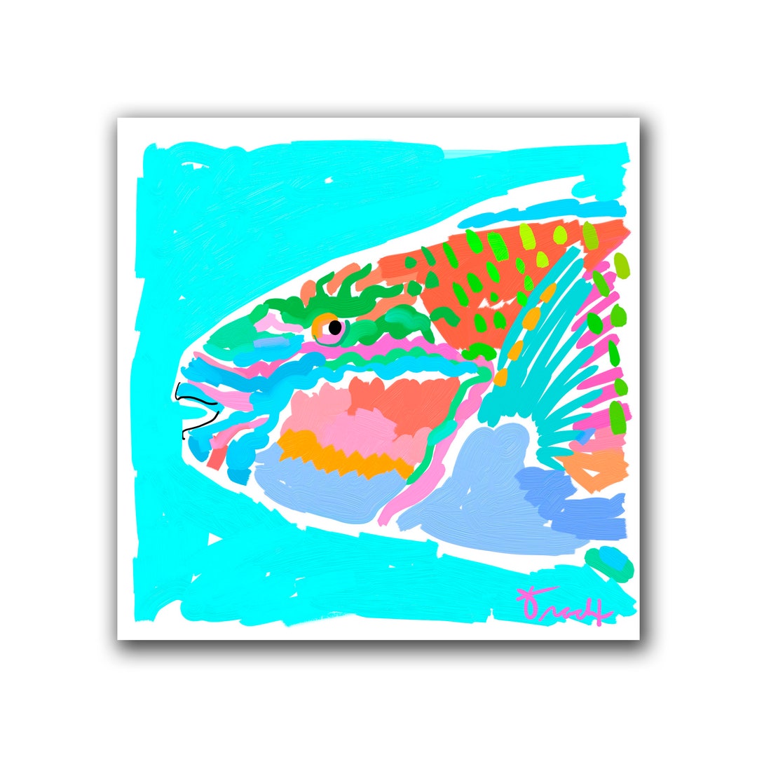 Fish Art Print by Kelly Tracht, Parrotfish Painting, Wall Art, Nautical ...