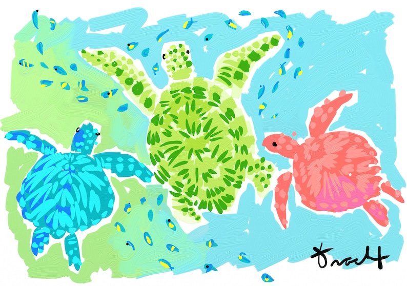 Preppy Sea Turtle Art Print, Wall Art by Kelly Tracht Coastal Decor ...