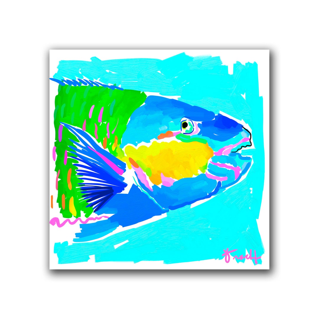 Fish Art Print by Kelly Tracht, Parrotfish Painting, Wall Art, Nautical ...