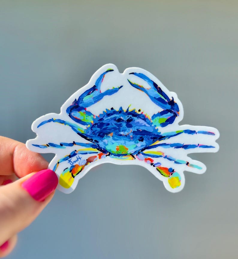 Blue Crab Sticker, Die Cut Vinyl, Thick High Quality, Colorful and ...
