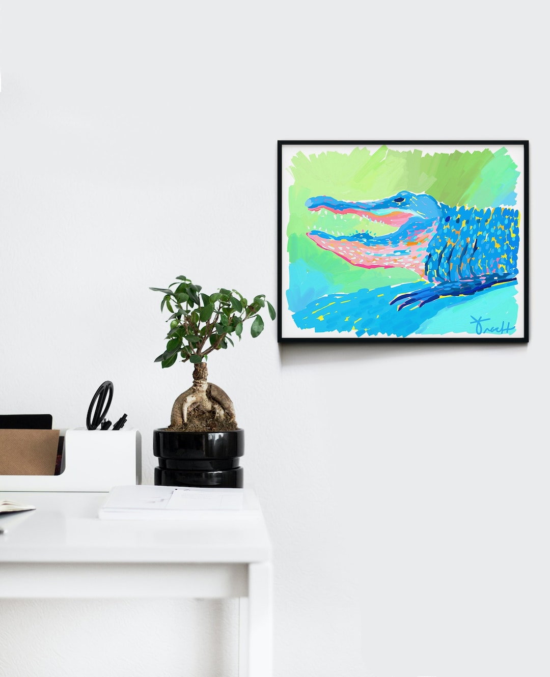 Lazy Gator Painting Print by Kelly Tracht, Profile of Alligator Resting ...
