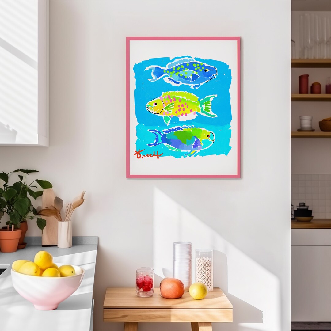 3 Fish Print by Kelly Tracht, Parrot Fish, Pop Art, Beach House Art ...