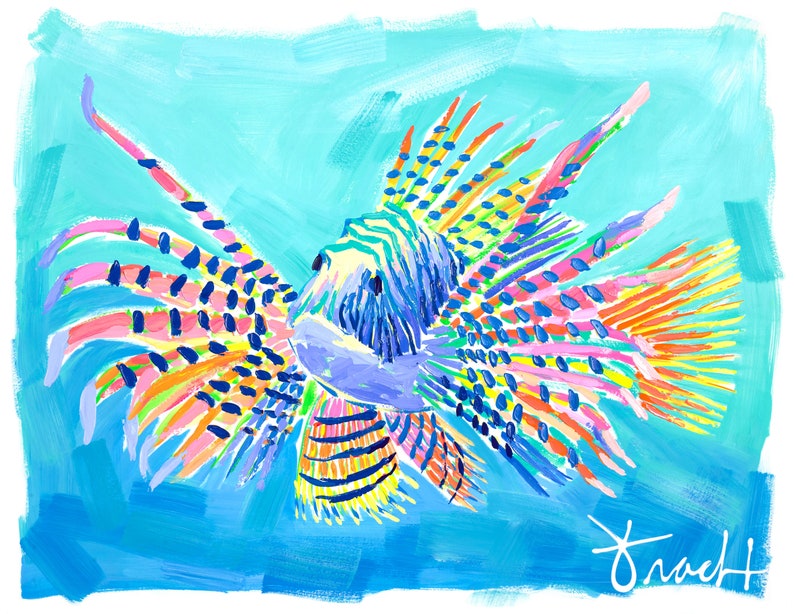 Lionfish Print by Kelly Tracht, Lilly Bedroom, Ocean, Watercolor, Wall ...