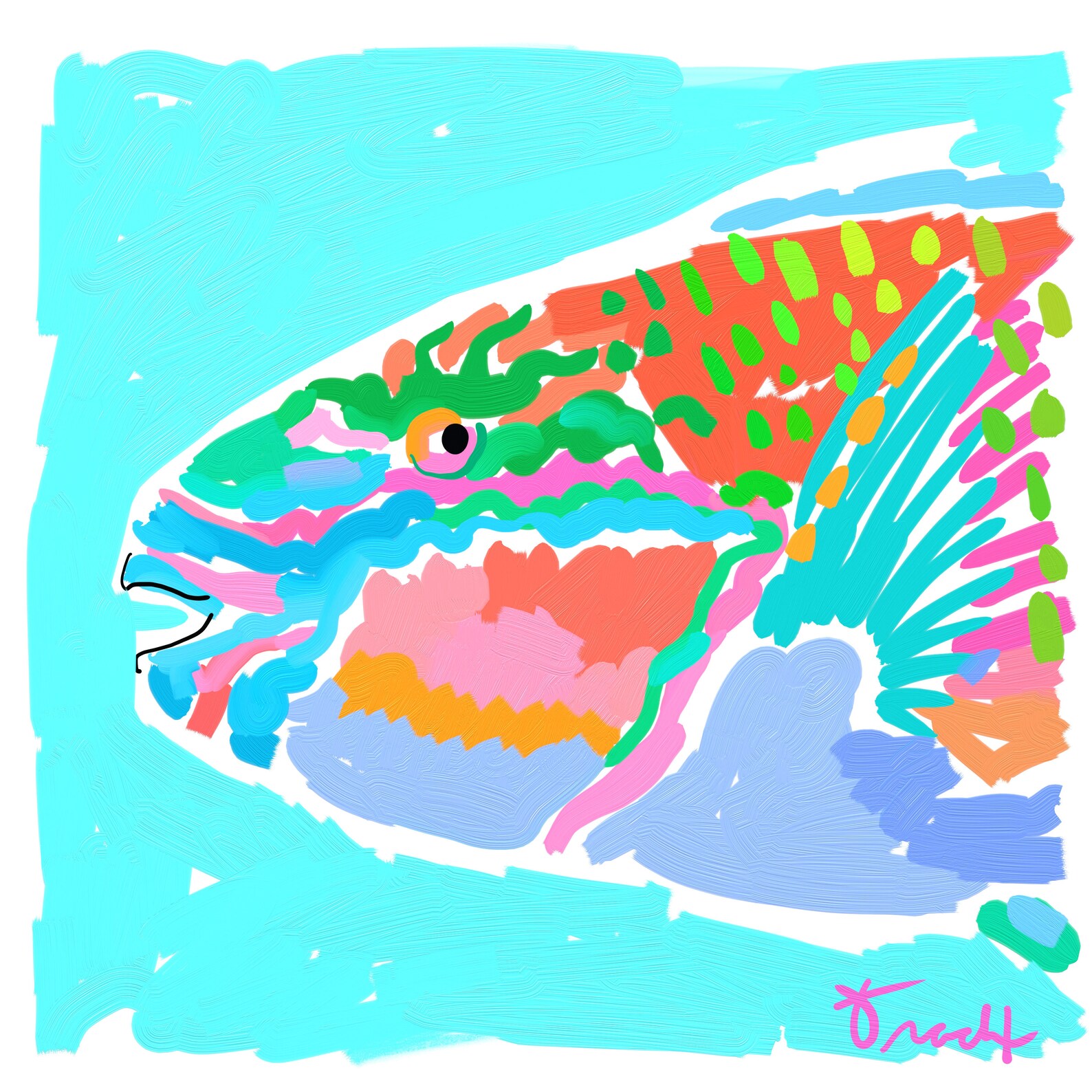 Fish Art Print by Kelly Tracht, Parrotfish Painting, Wall Art, Nautical ...