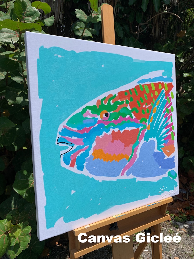 Fish Art Print by Kelly Tracht, Parrotfish Painting, Wall Art, Nautical ...