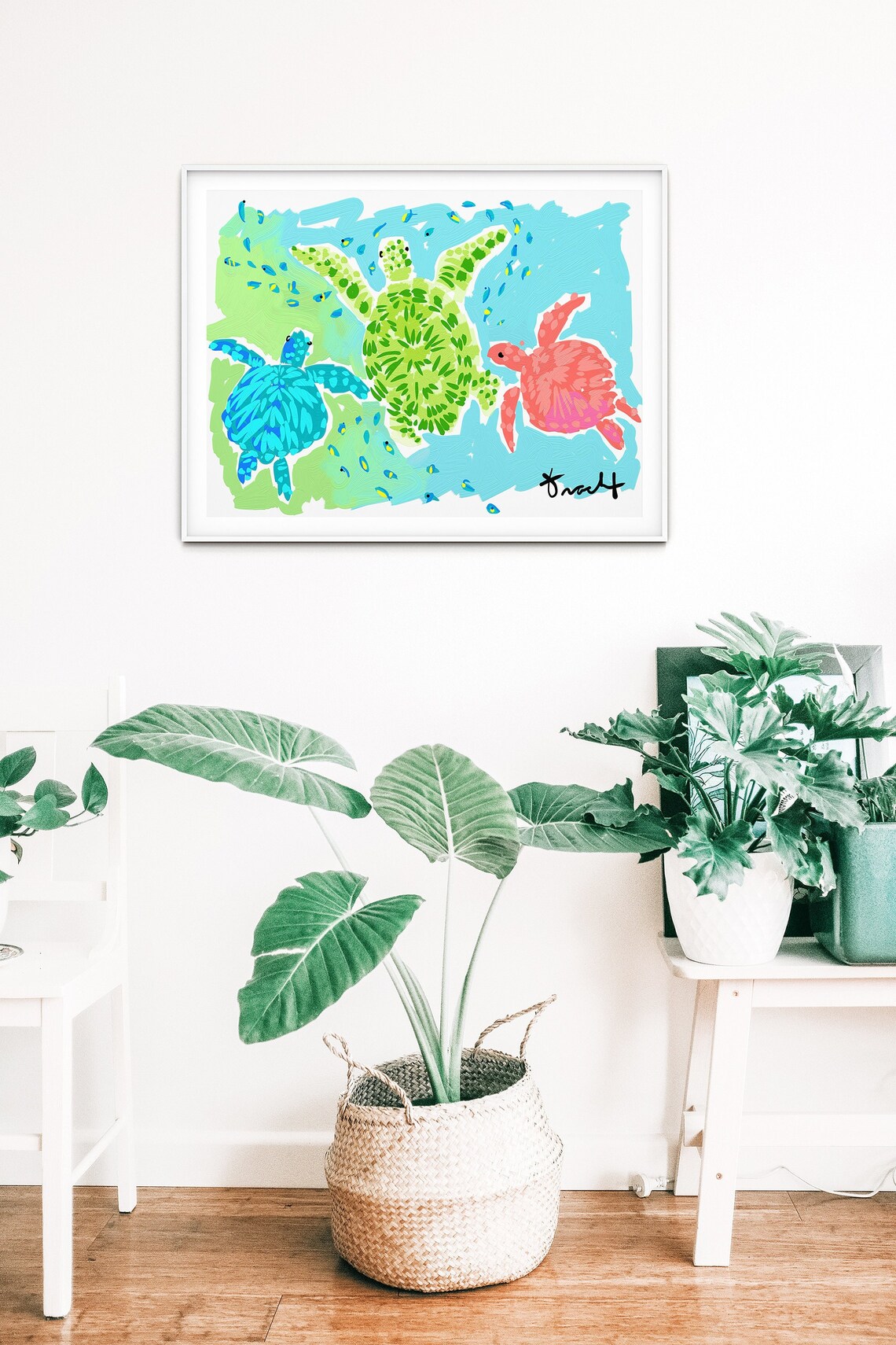 Preppy Sea Turtle Art Print, Wall Art by Kelly Tracht Coastal Decor ...