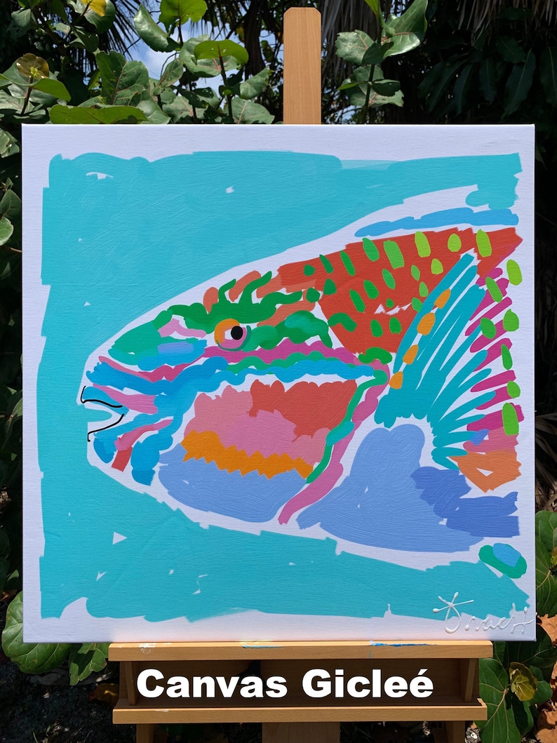 Fish Art Print by Kelly Tracht, Parrotfish Painting, Wall Art, Nautical ...