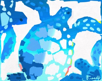 Preppy Sea Turtle Art Print Wall Art by Kelly Tracht Coastal | Etsy