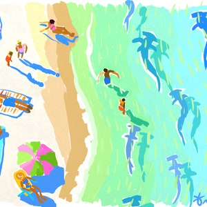 Beach Buddies Art Print by Kelly Tracht, Beach Art, Beach Aerial ...