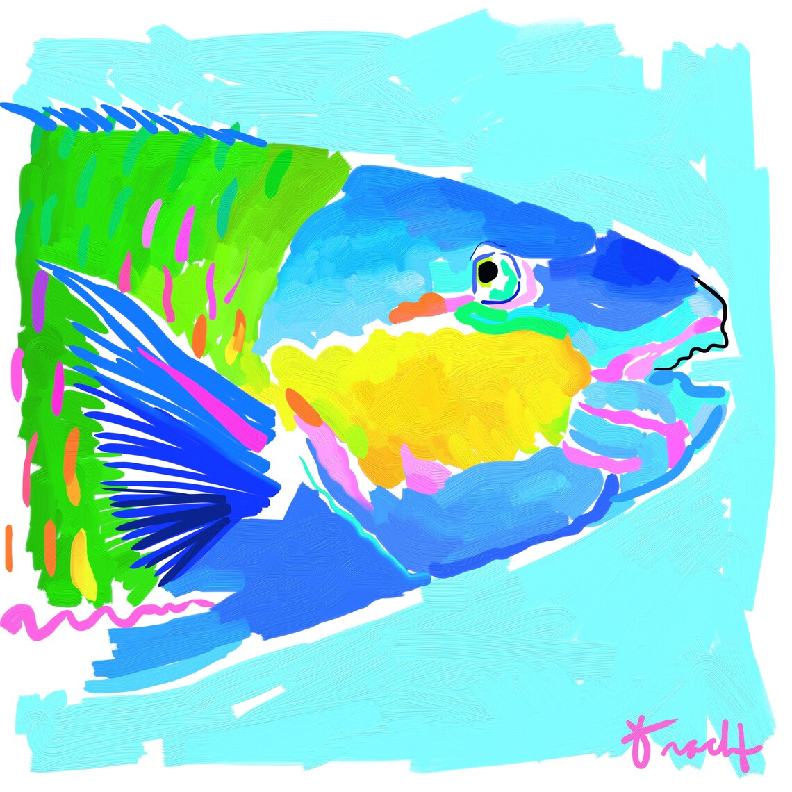 Fish Art Print by Kelly Tracht Parrotfish Painting Wall Art - Etsy