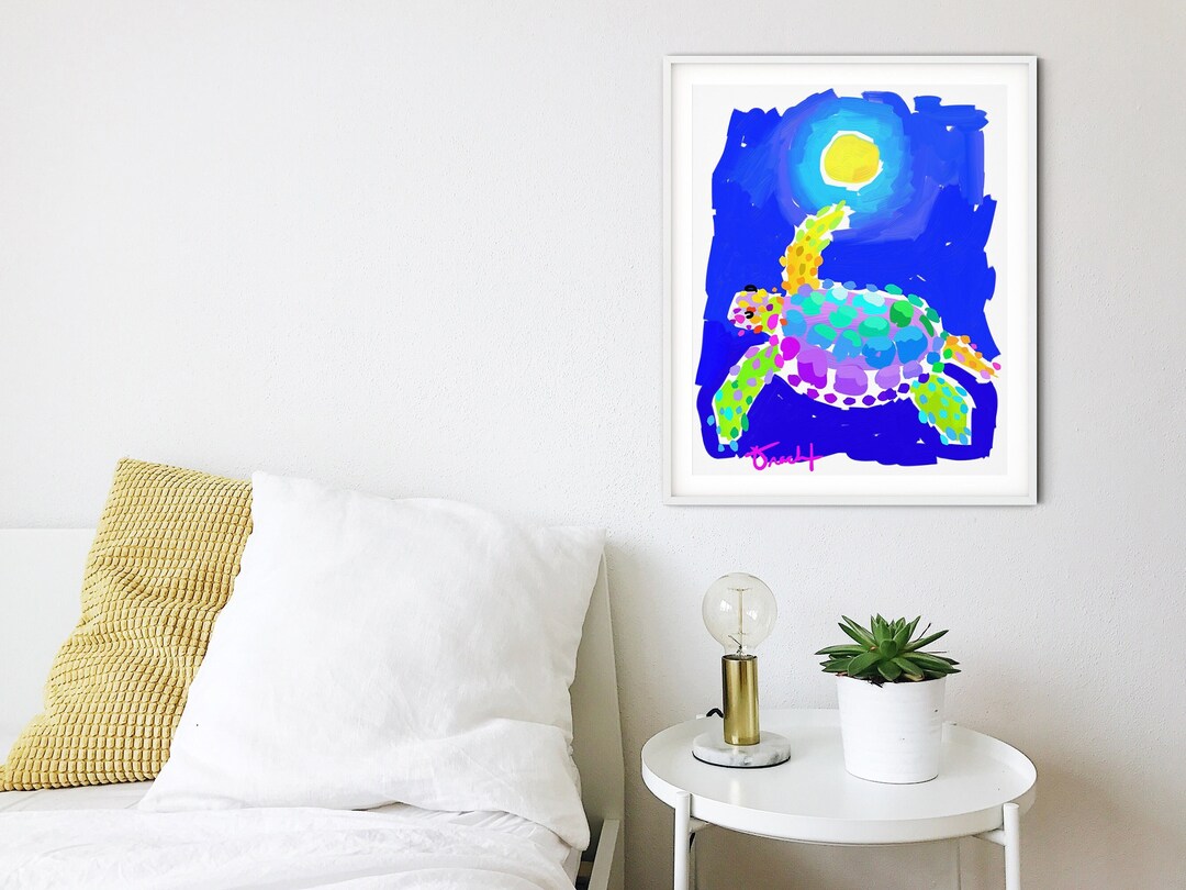 Preppy Sea Turtle Art Print Wall Art Matisse. Metal Wall Art, Animal ...