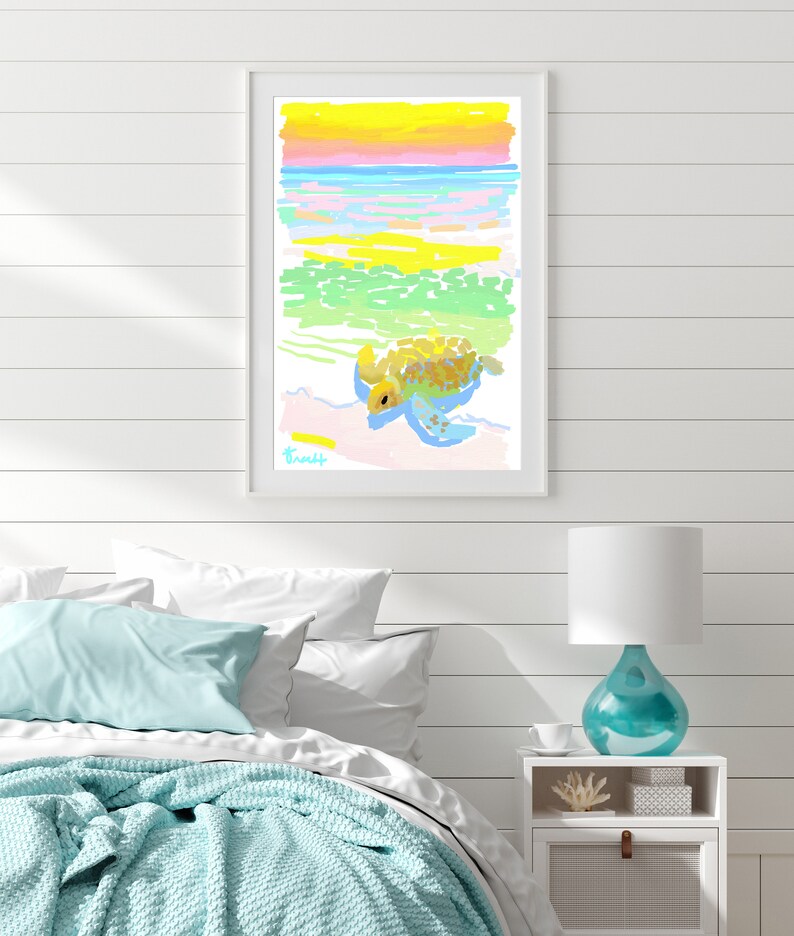 Sunset Beach Turtle Art Print by Kelly Tracht, Giclee Print, Sea Turtle ...