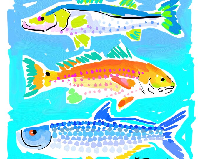 Fish Art Print by Kelly Tracht Grand Slam Snook Redfish | Etsy