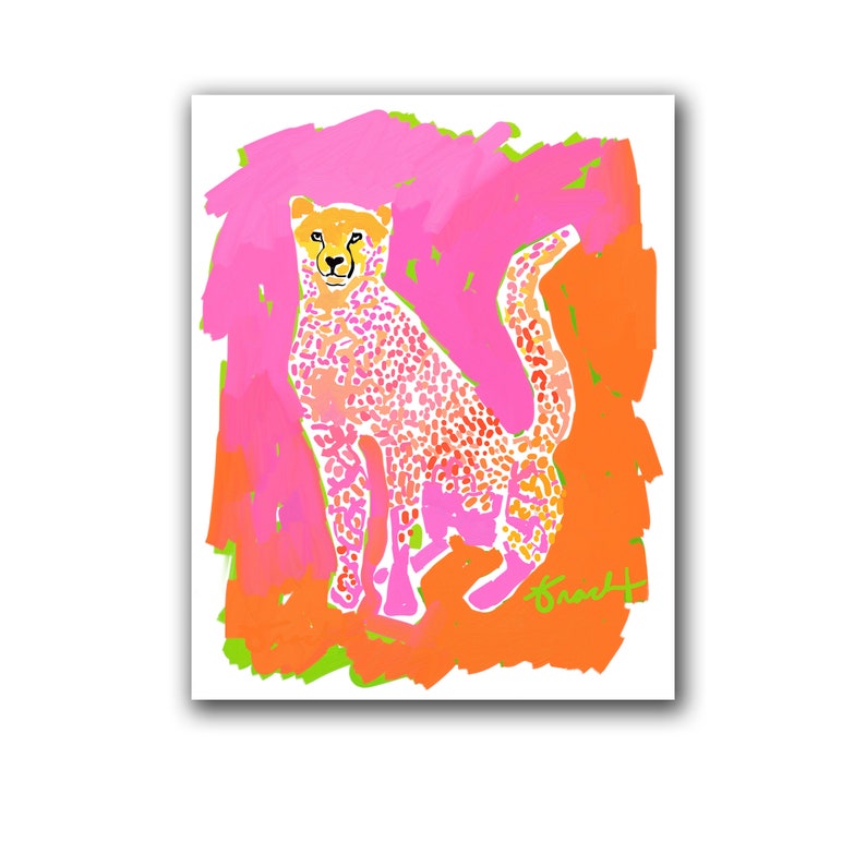 Preppy Leopard Print, Pink Cheetah Jungle Animal Art by Kelly Tracht ...