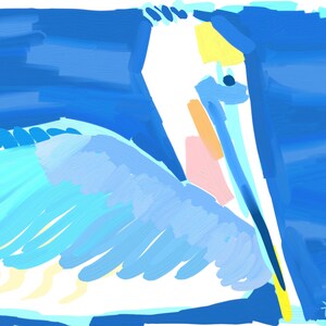 Abstract Pelican Art Print, Colorful Ocean Bird Wall Art by Kelly ...