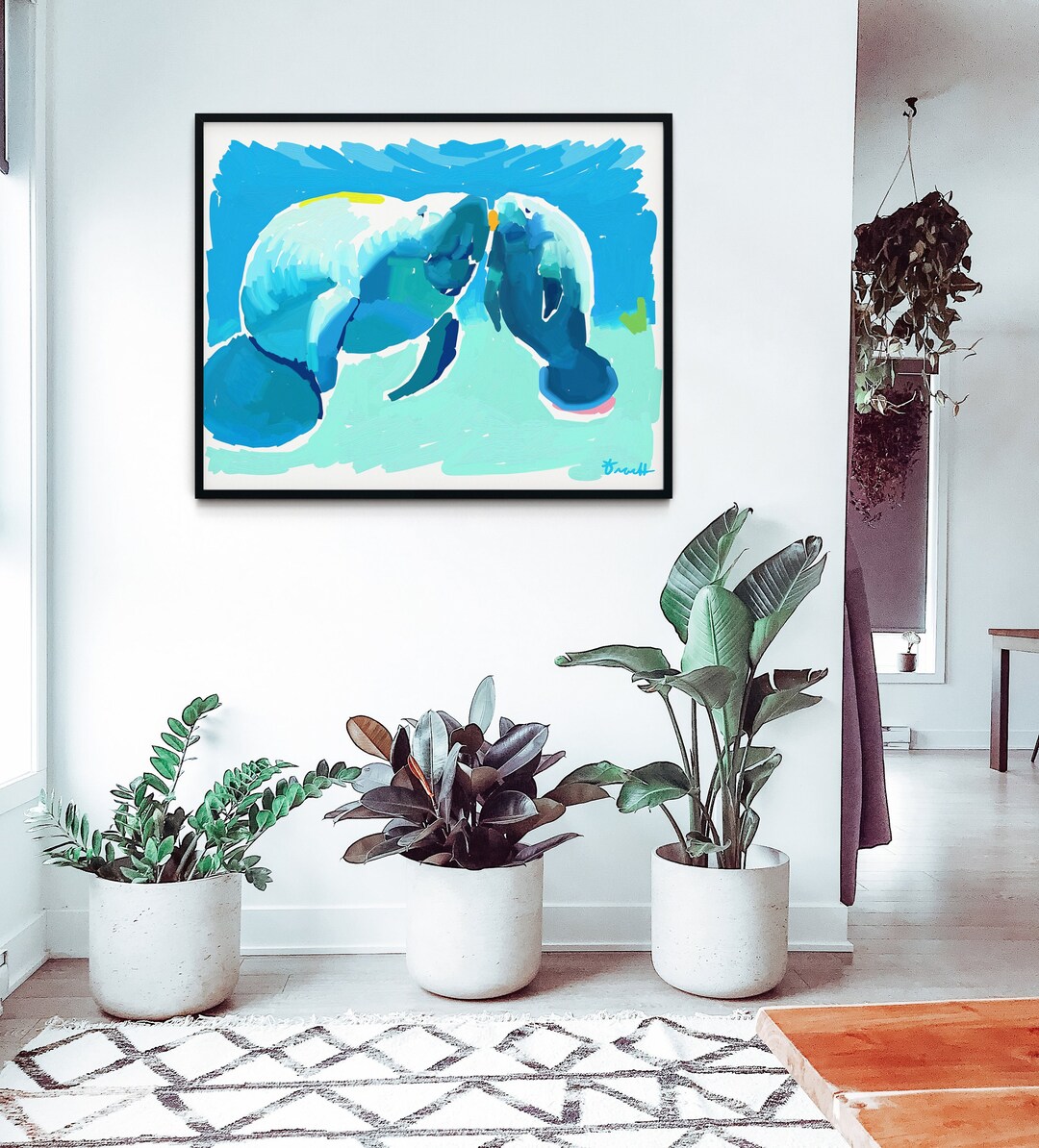 Blue Manatee Print, Watercolor Print by Kelly Tracht, Wall Art, Ocean ...
