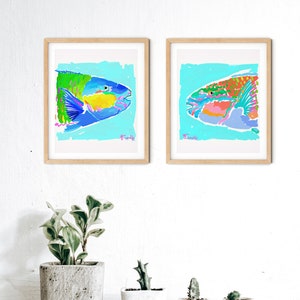 Fish Art Print by Kelly Tracht, Parrotfish Painting, Wall Art, Nautical ...