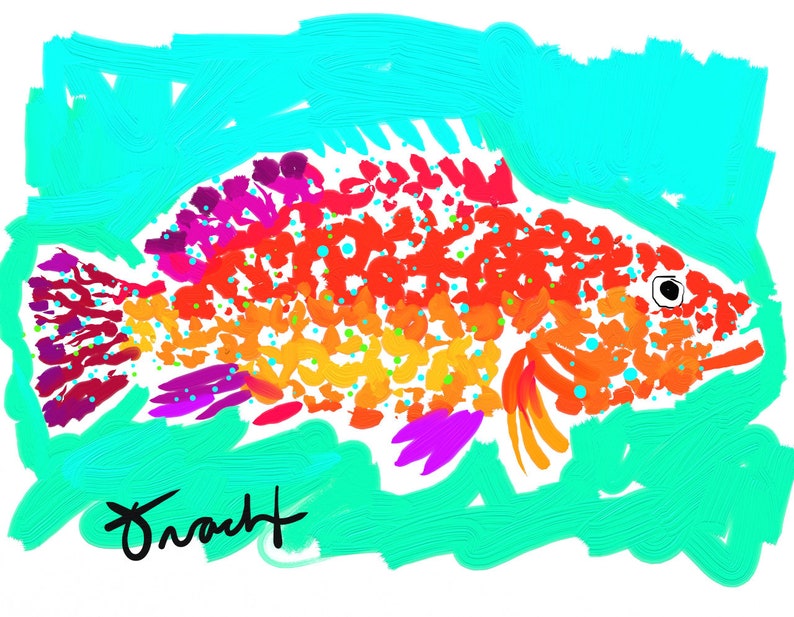 Strawberry Grouper Fish Print by Kelly Tracht Nautical Decor | Etsy
