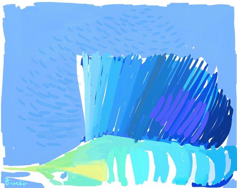Blue and Aqua Sailfish Abstract Art Print by Kelly Tracht, Matisse, Ocean, Wall Art, Metal Wall ...