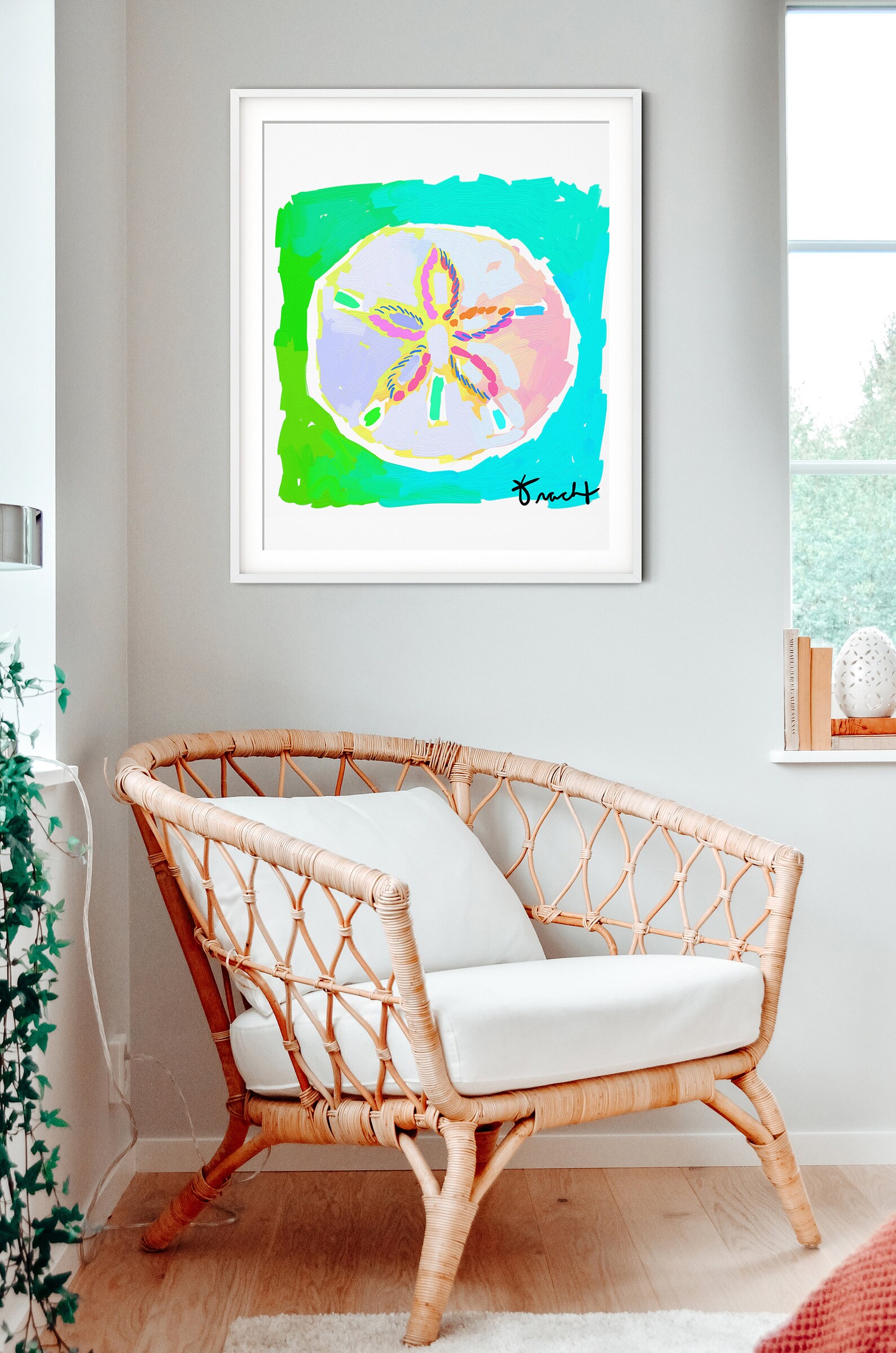 Sand Dollar Print Sand Dollar Painting Shell Aqua Lime by Artist Kelly ...