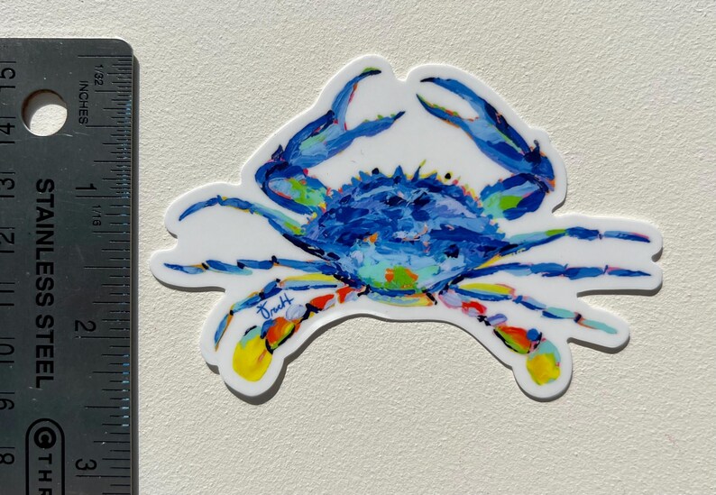 Blue Crab Sticker, Die Cut Vinyl, Thick High Quality, Colorful and ...