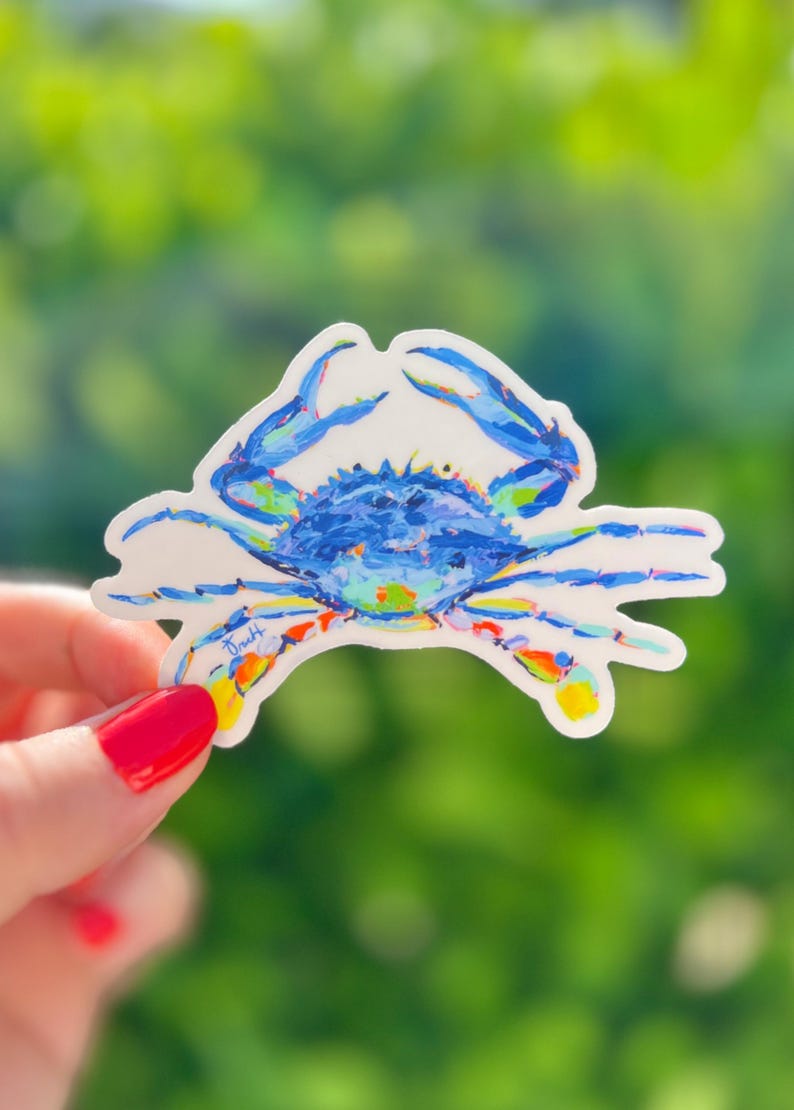 Blue Crab Sticker, Die Cut Vinyl, Thick High Quality, Colorful and ...