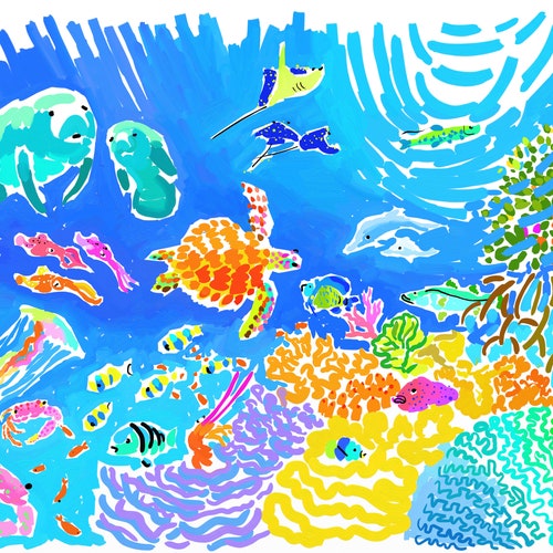 Key West Florida Watercolor Map Art Print | Etsy