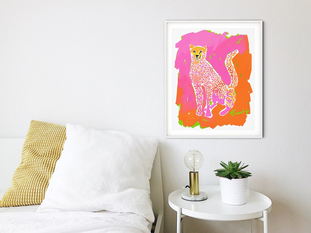 Preppy Leopard Print, Pink Cheetah Jungle Animal Art by Kelly Tracht ...