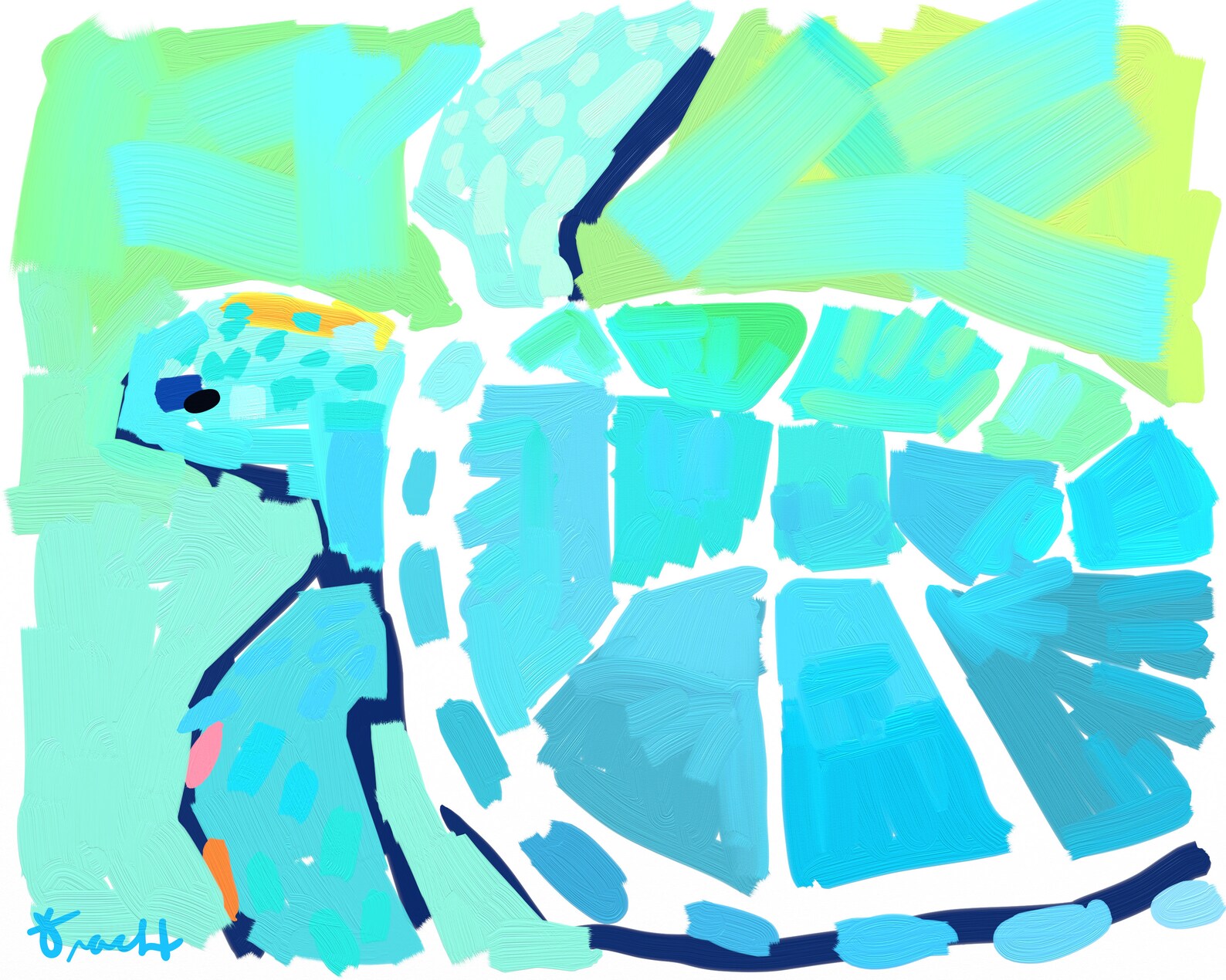 Blue Sea Turtle Art Print by Artist Kelly Tracht Watercolor - Etsy