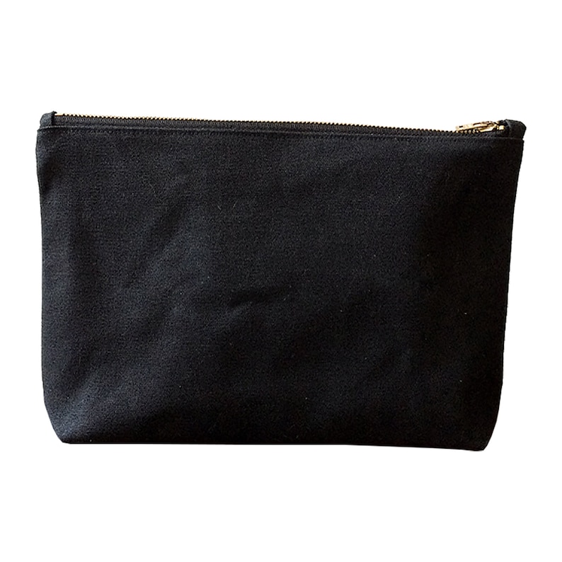 Black Waxed Canvas Pouch With Brass Zipper, Minimalist Style Utility ...