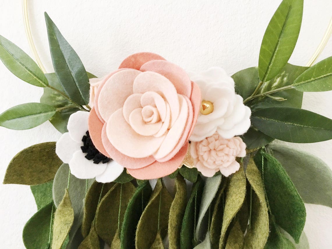 Wreath Wreaths Felt Flower Wreath Spring Wreath | Etsy