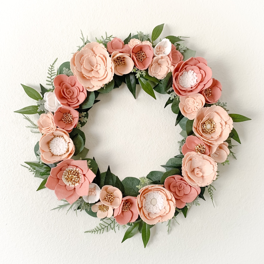 Felt Flower Wreath Felt Wreath Wreaths Flower Wreath Spring Wreath Felt ...