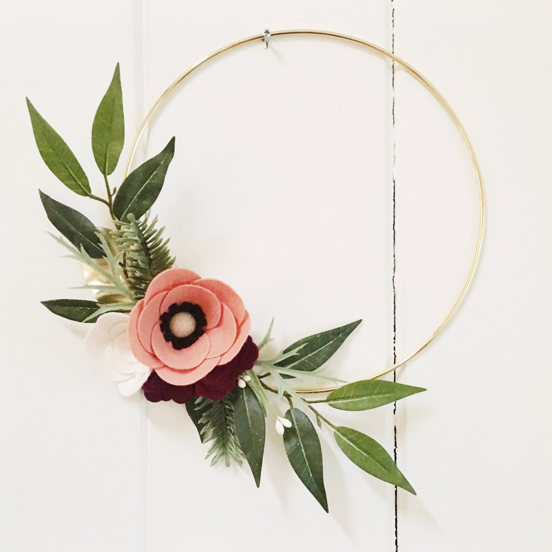 Holiday Felt Flower Wreath Holiday Floral Wreath Winter Wreath Felt ...