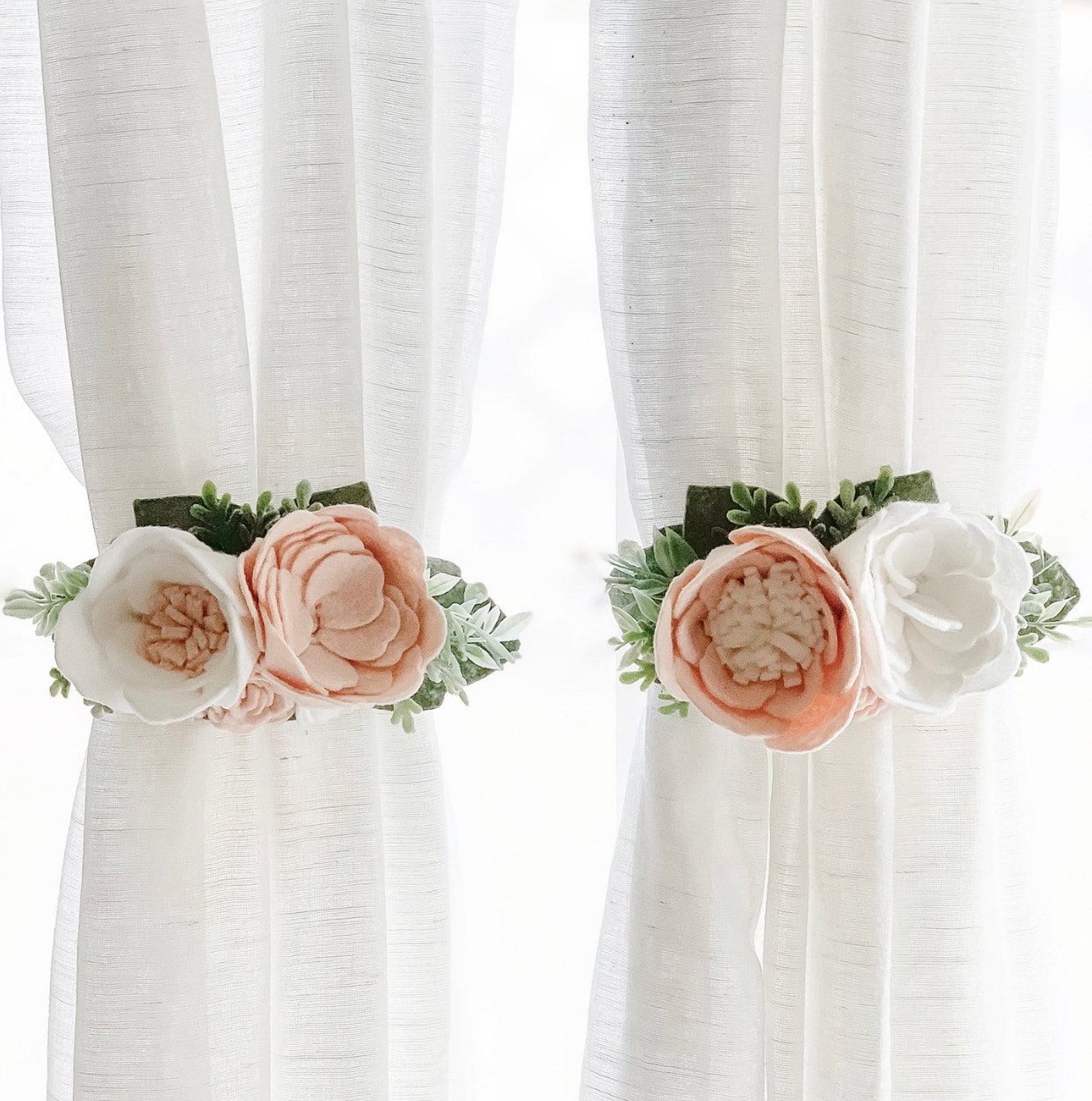 Curtain Tie Backs SET OF 2 Felt Flowers Felt Curtain - Etsy